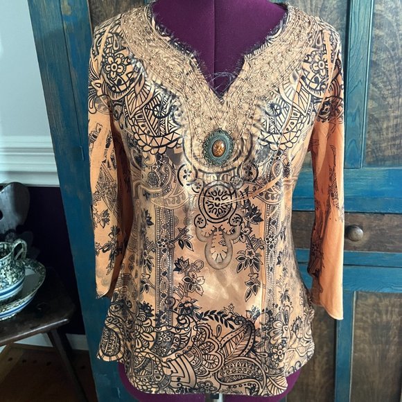 B.L.E.U. | Tops | 2 For 5 Flattering Bleu Embellished Embroidered Long ...